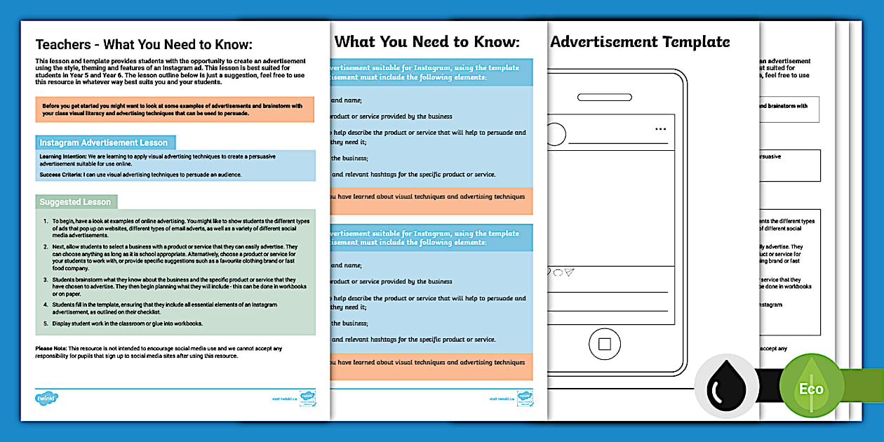Create an Instagram Advertisement Activity (Teacher-Made)