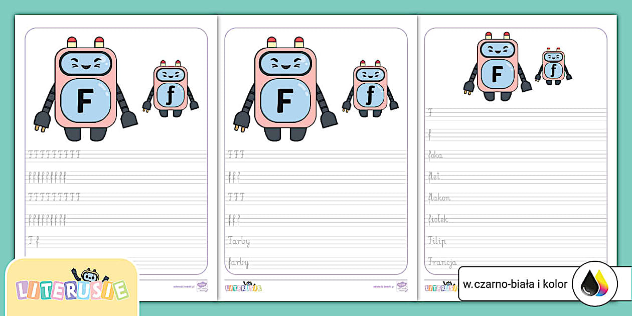 Literuś F uczy pisać literkę F | Nauka pisania - Twinkl