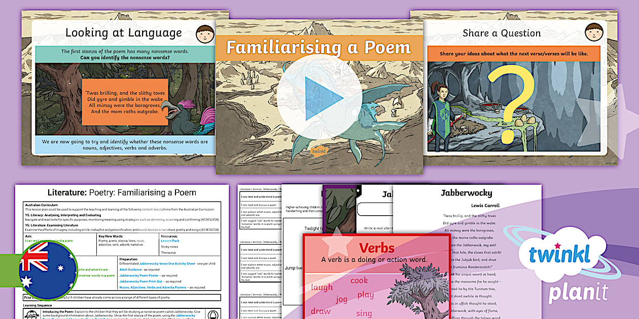 PlanIt English Year 5 Animals: Jabberwocky Poetry (1) Lesson Pack