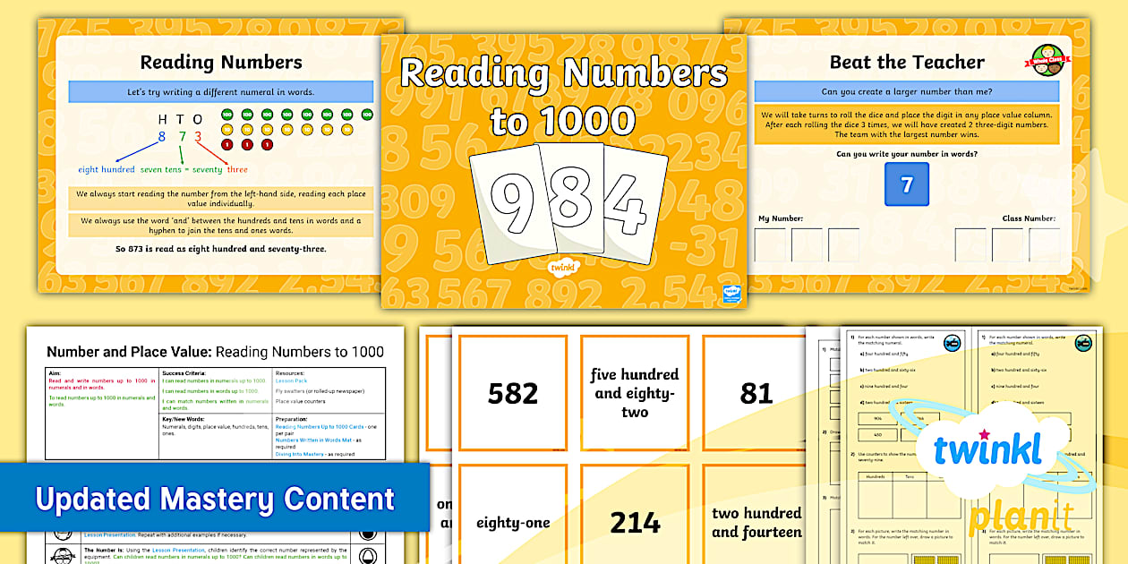 Year 3 Read and Write Numbers Planit Maths Lesson 1 - Twinkl