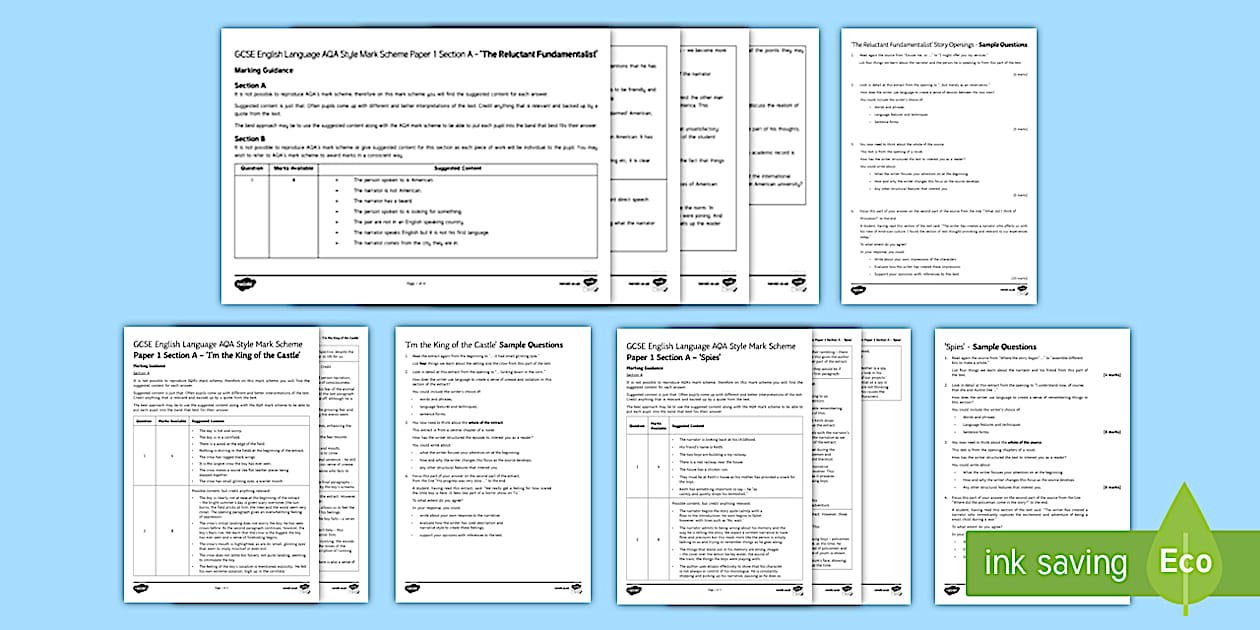 GCSE AQA P1 Reading Booklet (2) Mini Exam Pack - Twinkl