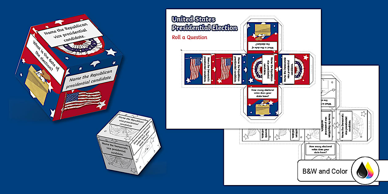 United States Presidential Election Roll a Question Worksheet