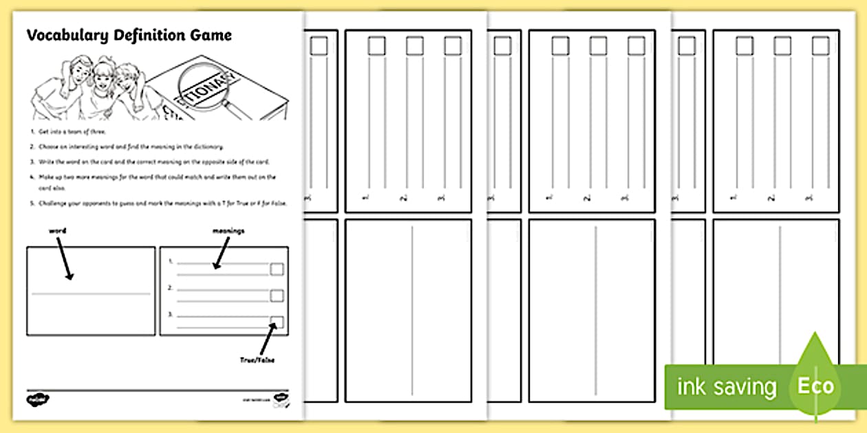 Vocabulary Definition Game (teacher made) - Twinkl
