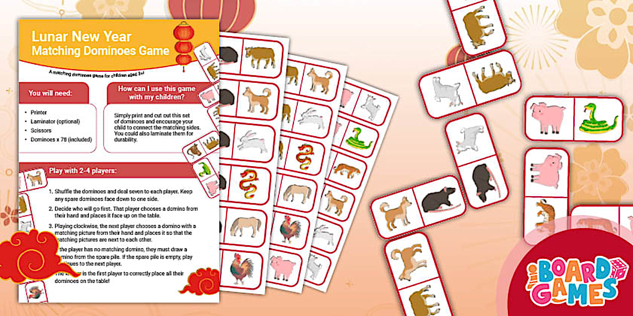 Lunar New Year Matching Dominoes Game | Twinkl Board Games