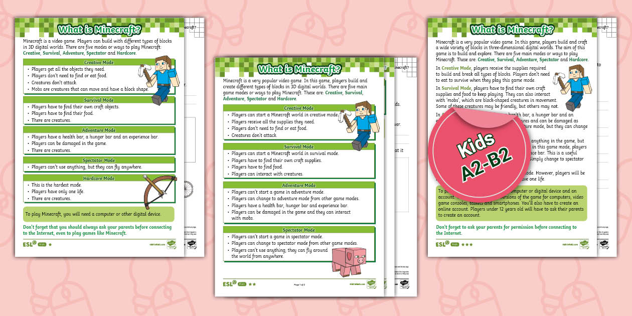 Minecraft Reading Comprehension for Kids - Twinkl