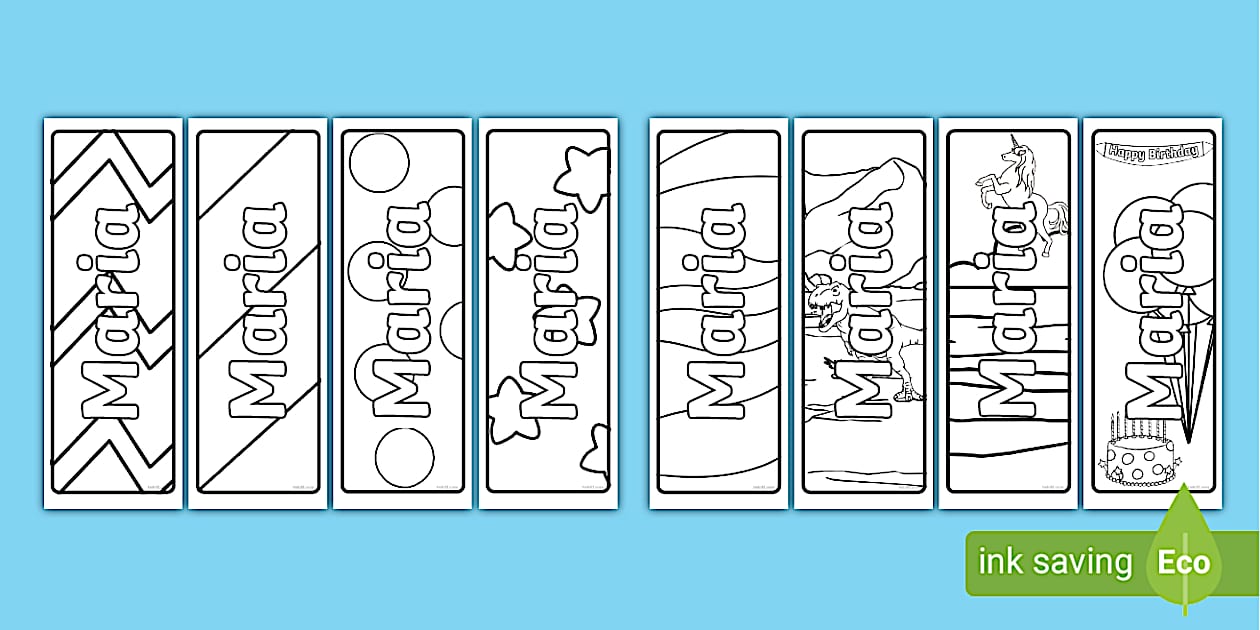 Maria Name Simple Colouring Bookmarks (teacher made)
