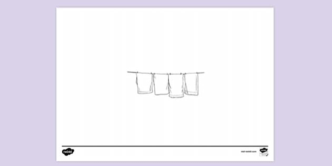 Towels on Washing Line Colouring | Colouring Sheets - Twinkl