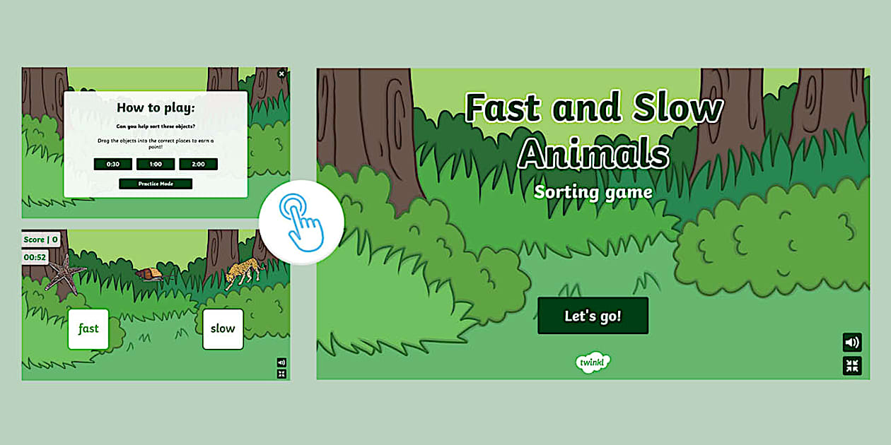Fast and Slow Animals Interactive Sorting Activity - Twinkl