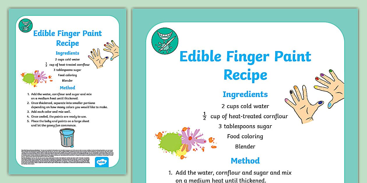 Edible Finger Paint Recipe (teacher made) - Twinkl