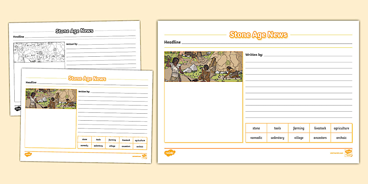 Stone Age Recount Newspaper Template (Teacher-Made) - Twinkl
