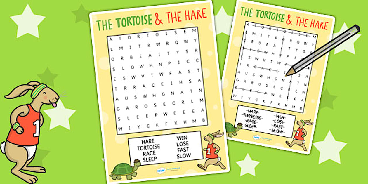 The Tortoise and The Hare Wordsearch - Twinkl