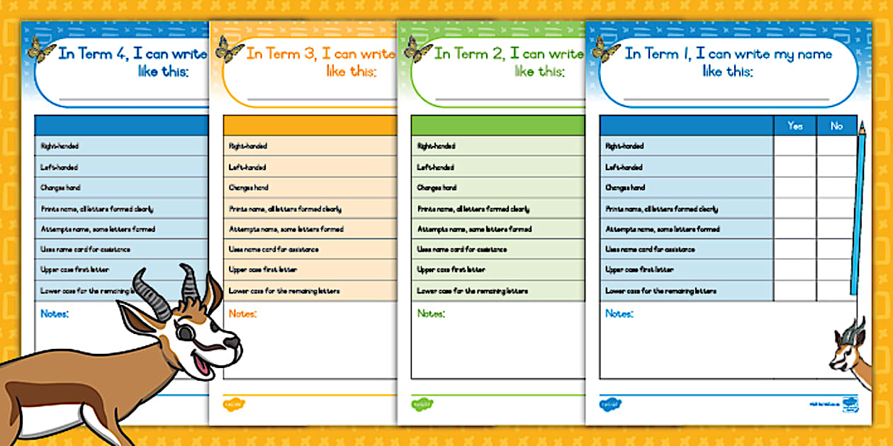 Grade R Writing My Name Termly Assessment - Twinkl