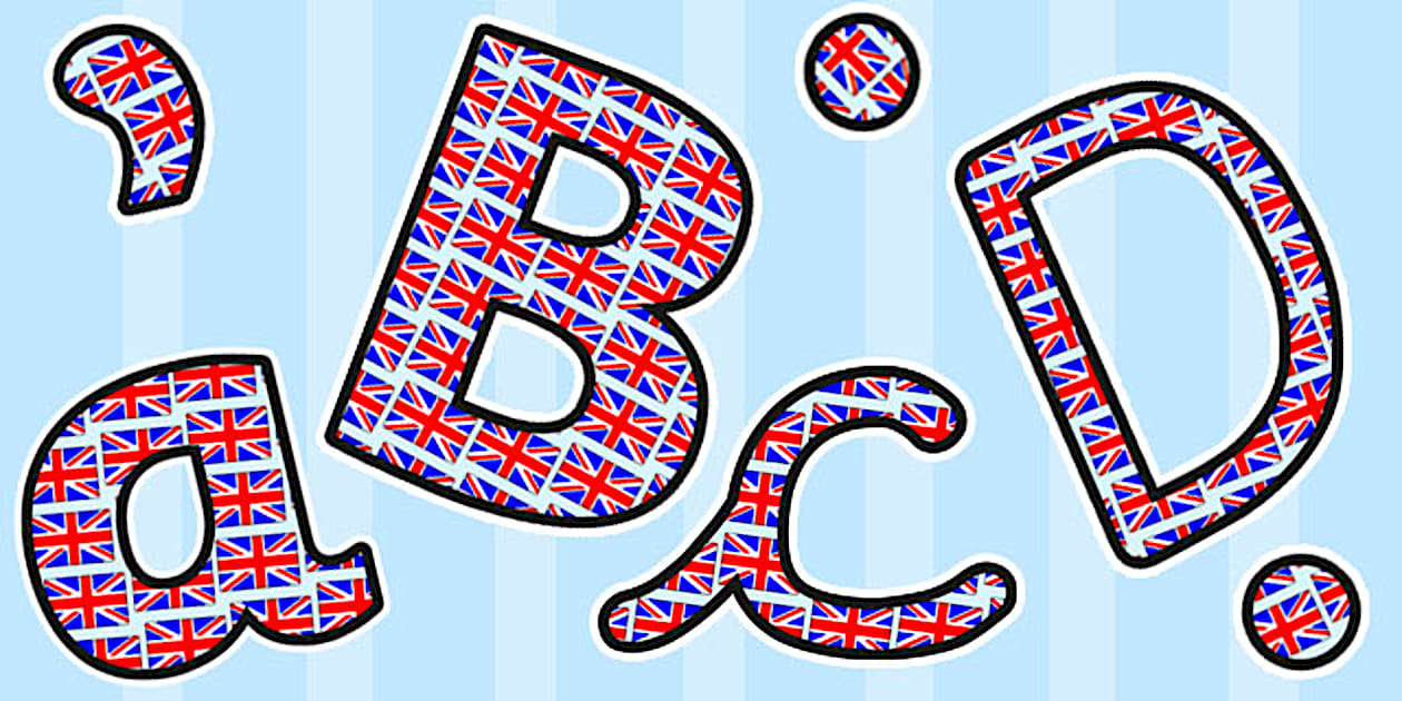 Cursive Union Flag Themed A4 Display Lettering - Twinkl
