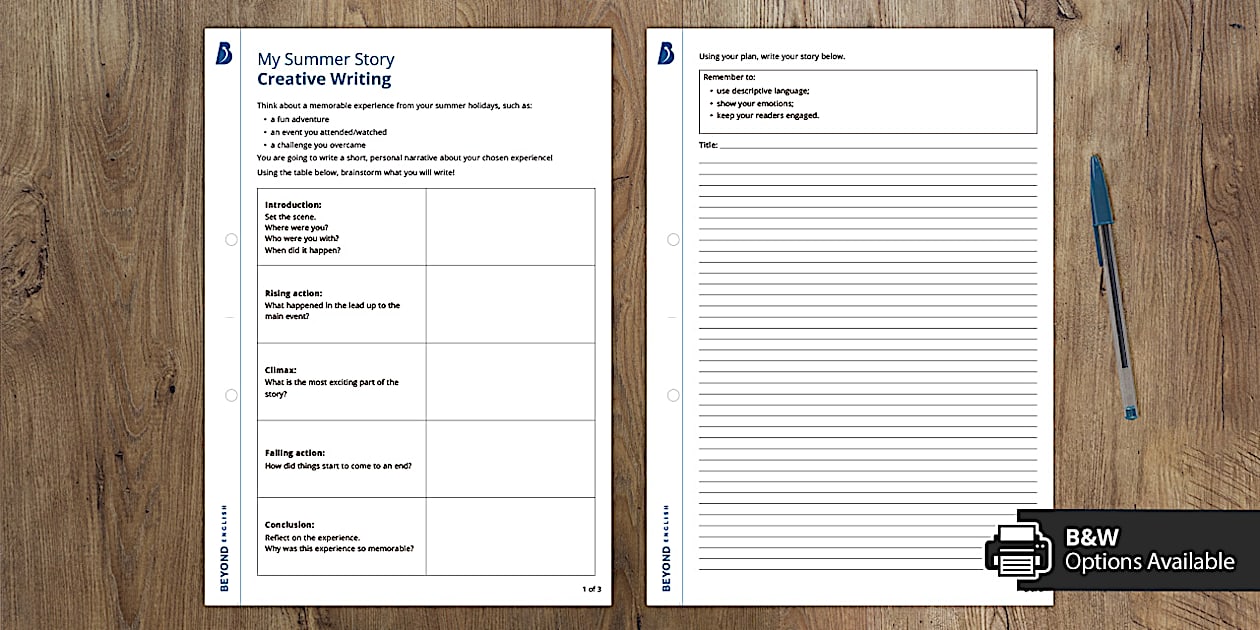My Summer Story Creative Writing