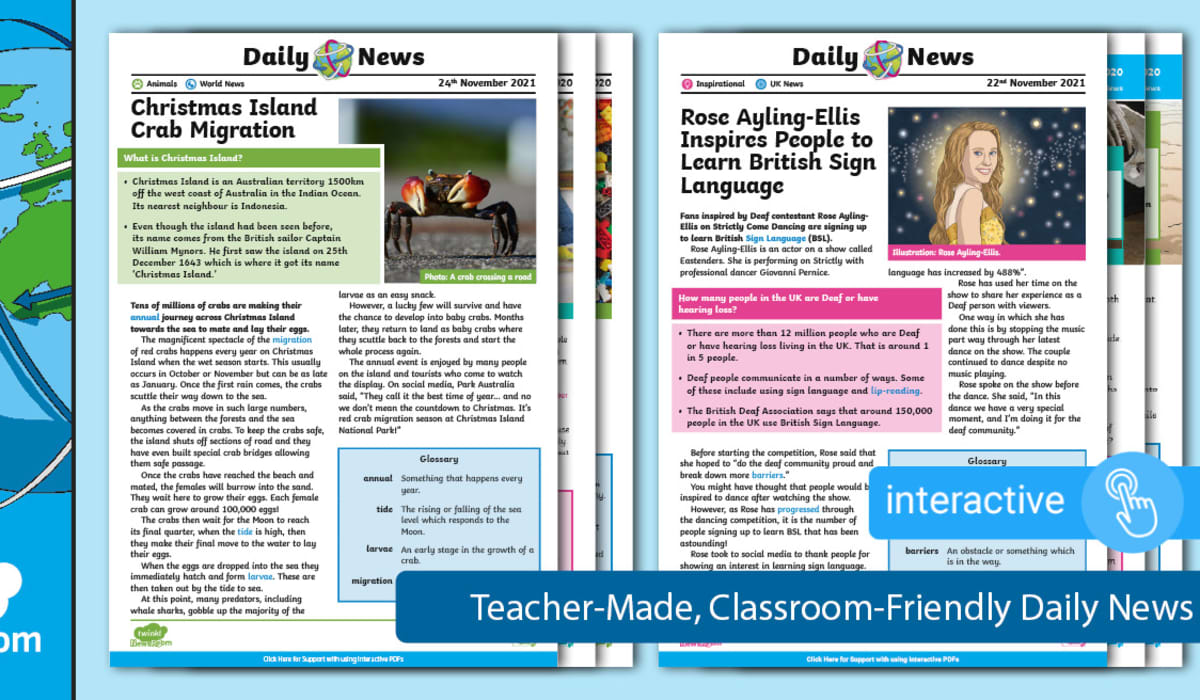Weekly Comprehension Pack 26th November 2021 - Twinkl NewsRoom