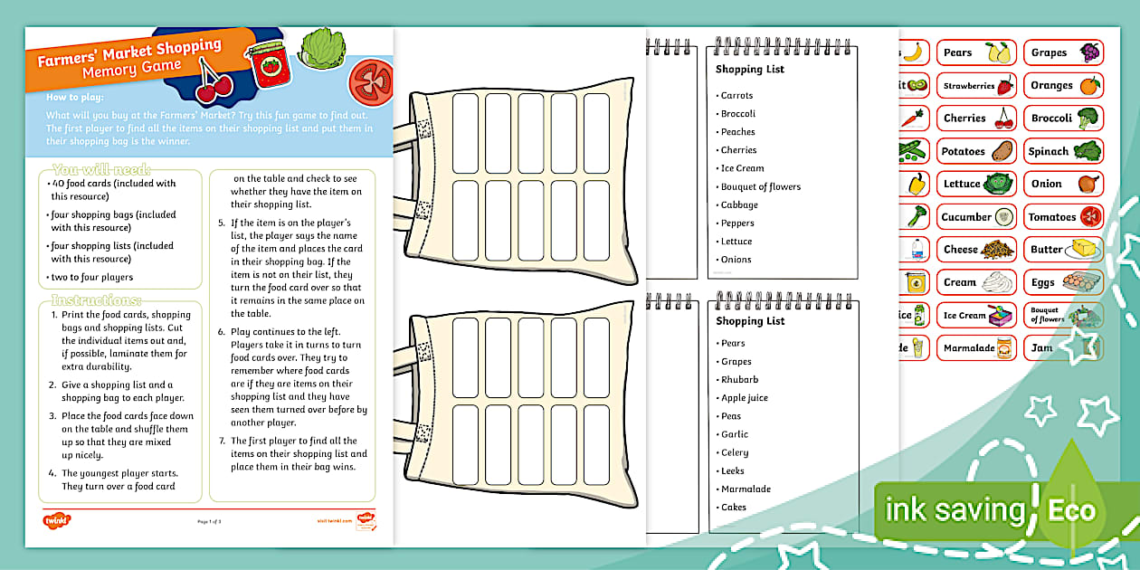 Farmers' Market Shopping Memory Game