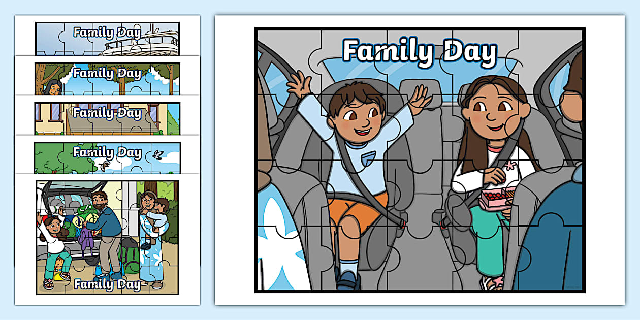 Family day jigsaw (teacher made) - Twinkl