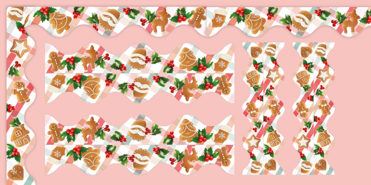 Gingerbread Christmas A3 Wavy Display Borders (teacher made)