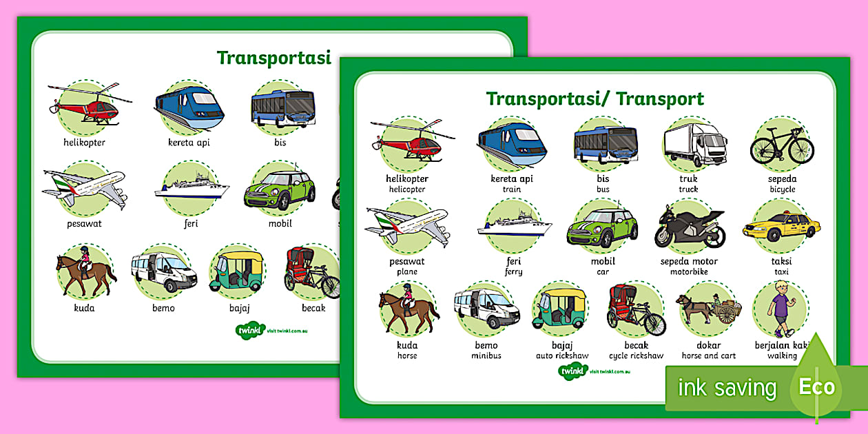 VIC Transport Word Mat Indonesian (teacher made) - Twinkl