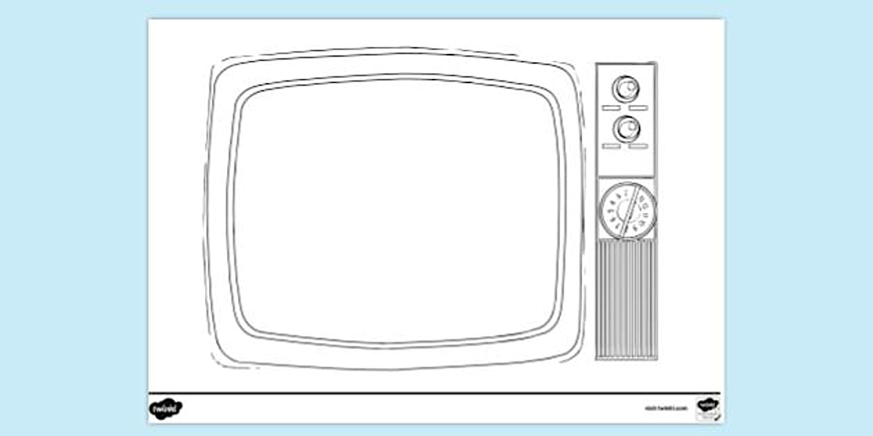 Old Television Set Colouring Sheet (teacher made) - Twinkl