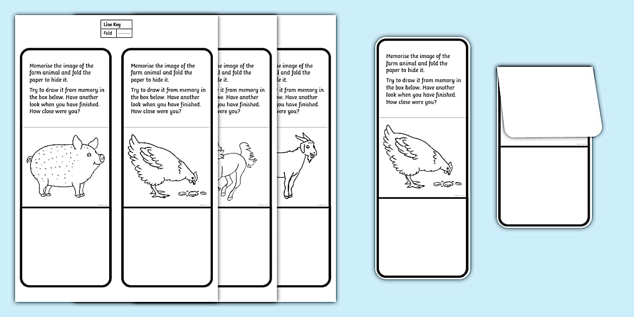 Farm Animals Draw from Memory Worksheet (teacher made)