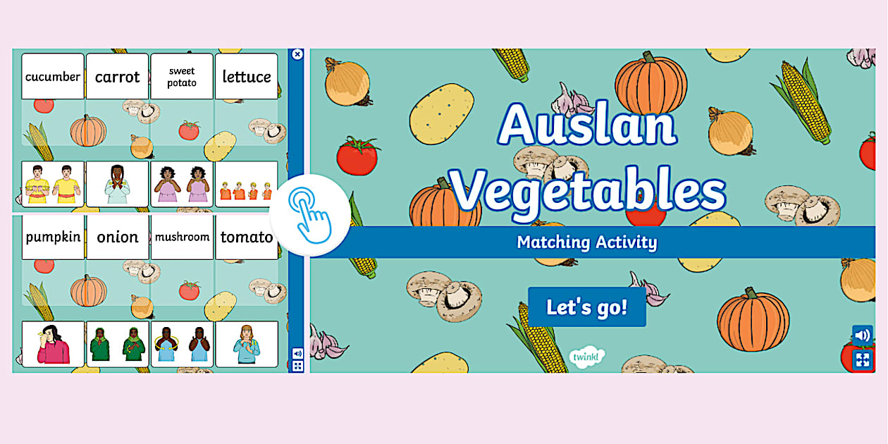 Auslan Vegetables Interactive Matching Activity - Twinkl