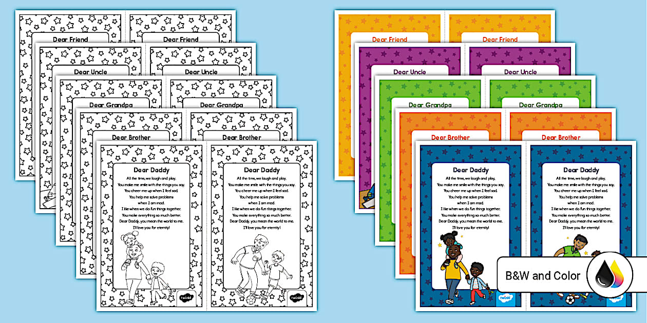 Father's Day Card Poem Inserts Printables | Twinkl USA