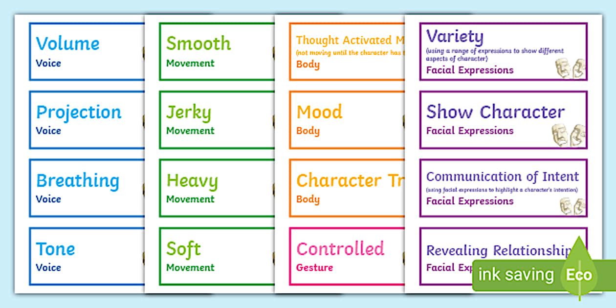 Techniques for Improvisation in Drama – Word Cards