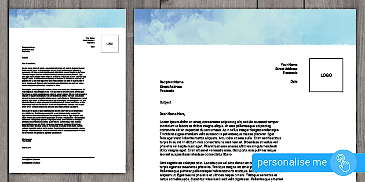 Ocean Blue Watercolour Letterheads (teacher made) - Twinkl