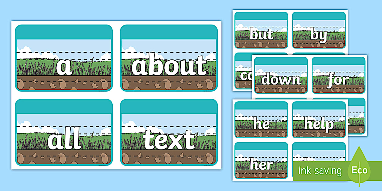 Cursive 100 High Frequency Words Ground Grass and Sky Handwriting ...