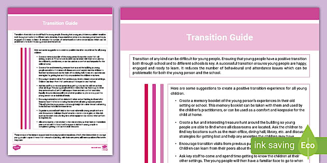 Transition Ideas Guide (teacher made) - Twinkl