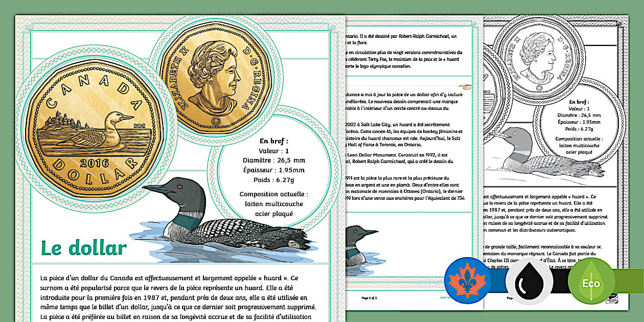 Canada's Coins Fact File: The Loonie French (Teacher-Made)