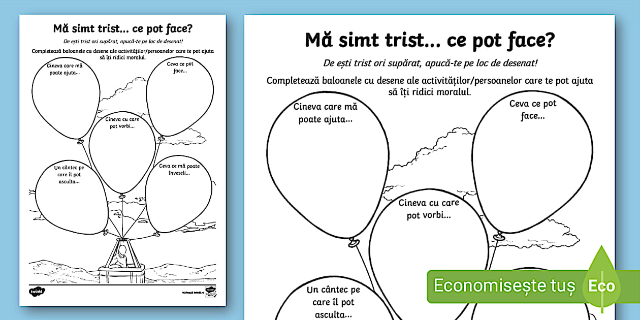 Mă simt trist... ce pot face? – Fișă de lucru - Twinkl