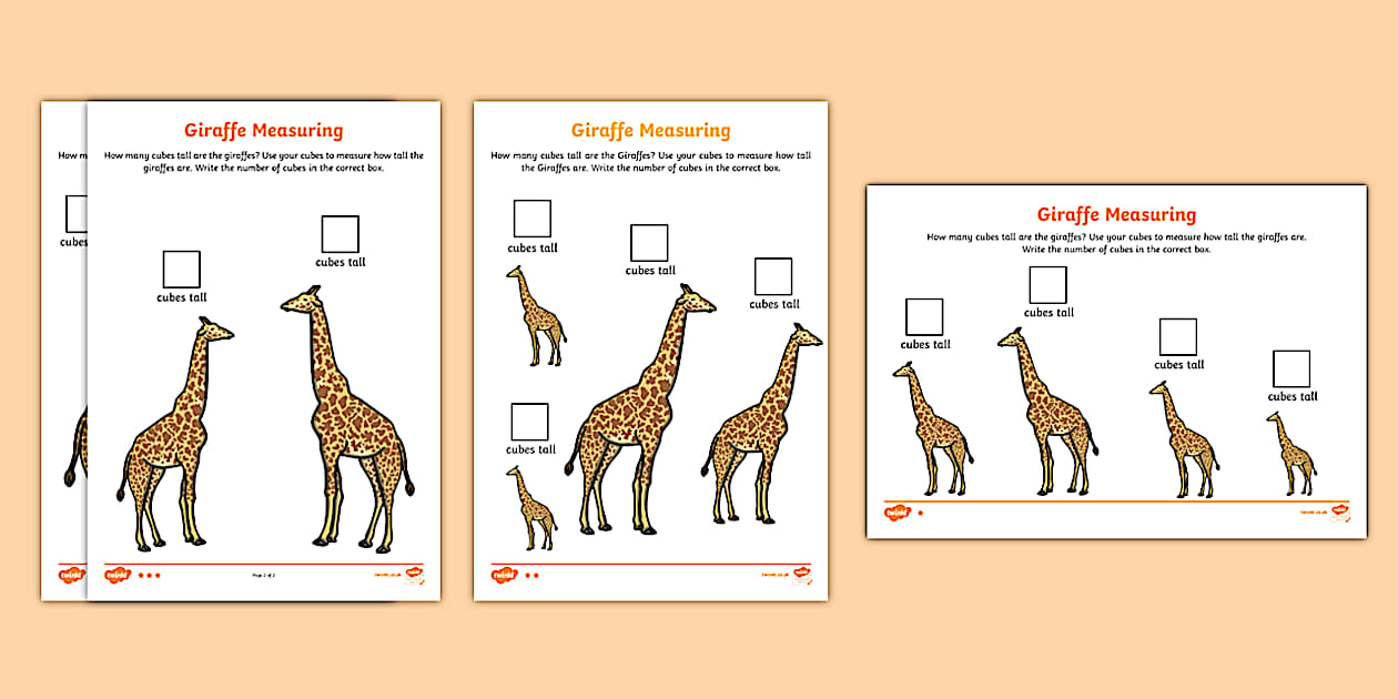 Cube Measuring Giraffes Activity | EYLF Mathematics - Twinkl