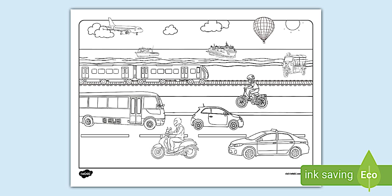 Journeys Colouring Page, Transport, Journeys, Travel