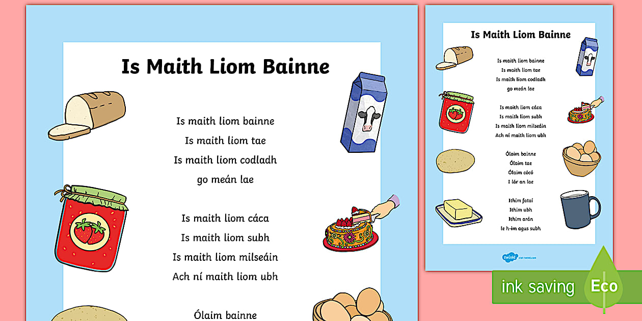 I Like Milk Poem Display Poster Gaeilge (Teacher-Made)