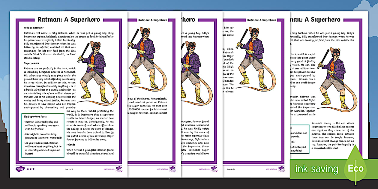 Ratman: A Superhero Differentiated Fact File (teacher made)