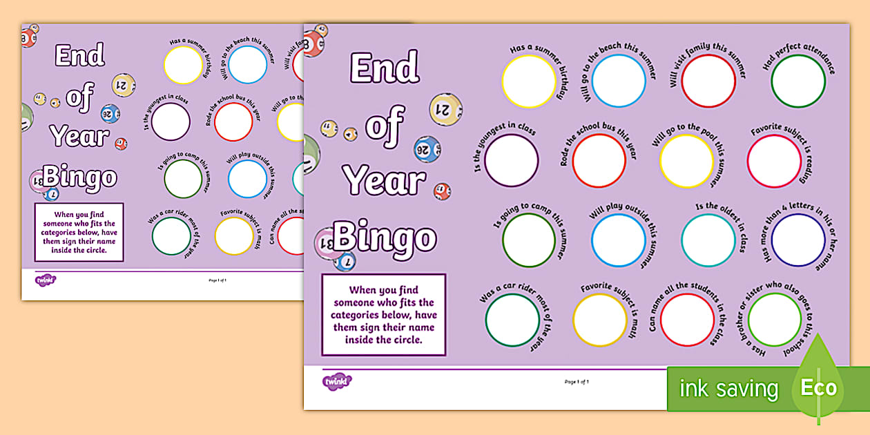 Editable End of Year Bingo (teacher made) - Twinkl