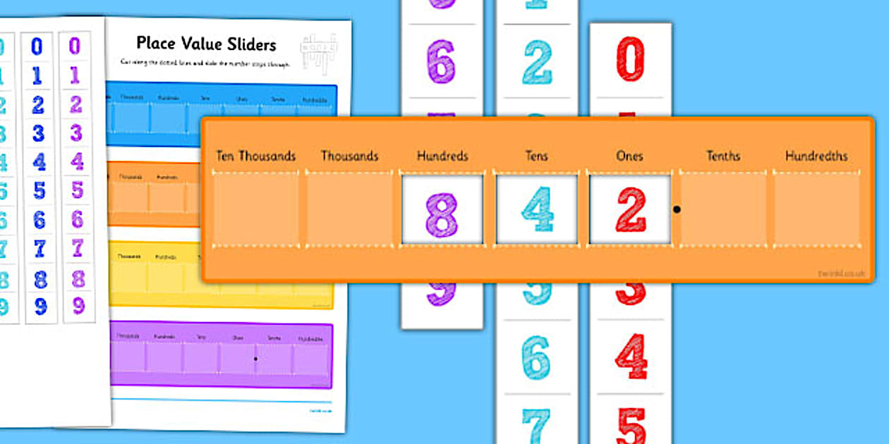 Place Value Maths Sliders Including Tenths and Hundredths