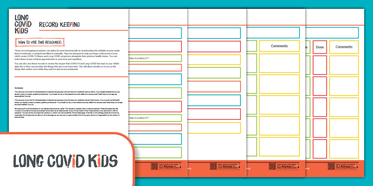 Long Covid Kids: Record Keeping Chart
