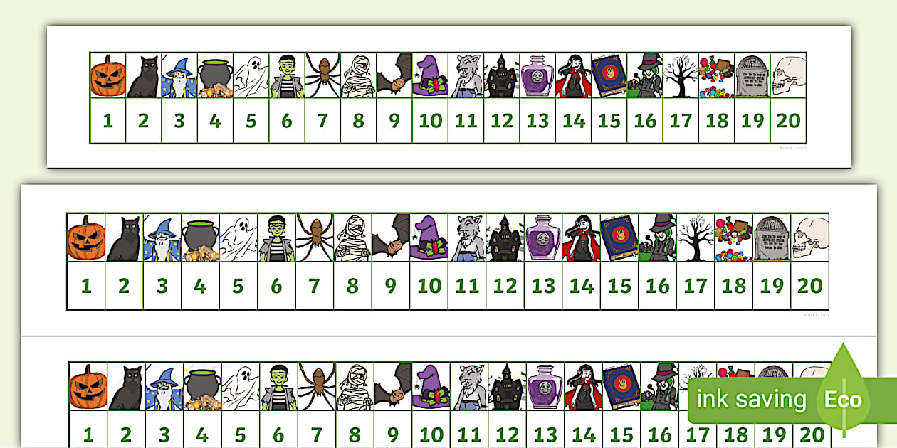 Number Track 0-20 (Halloween) (Teacher-Made) - Twinkl