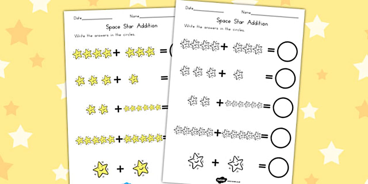 Star Addition Sheet (teacher made) - Twinkl