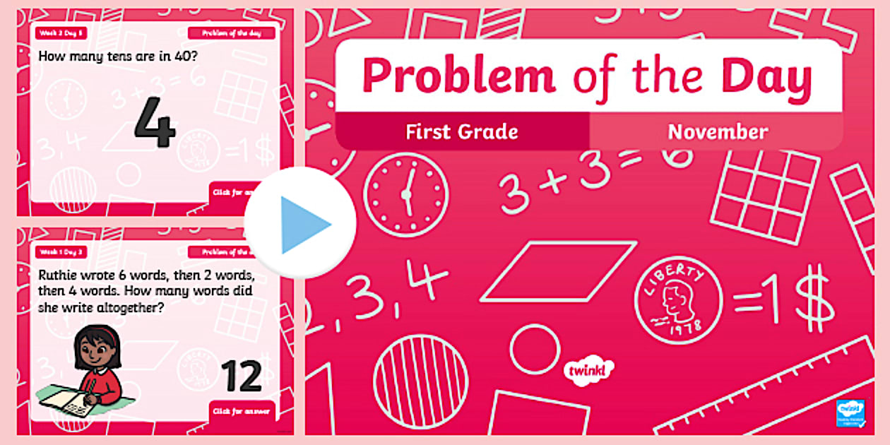 First Grade Math Problem of the Day - November PowerPoint