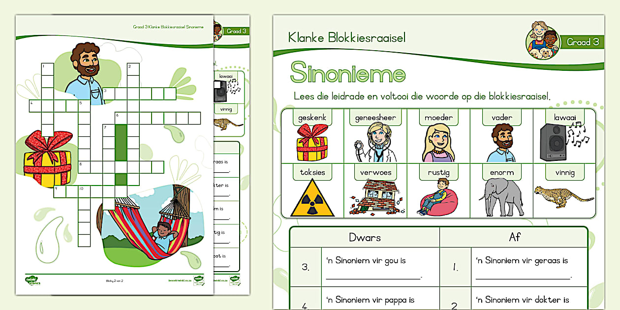 Graad 3 Klanke Blokkiesraaisel Sinonieme (professor feito)