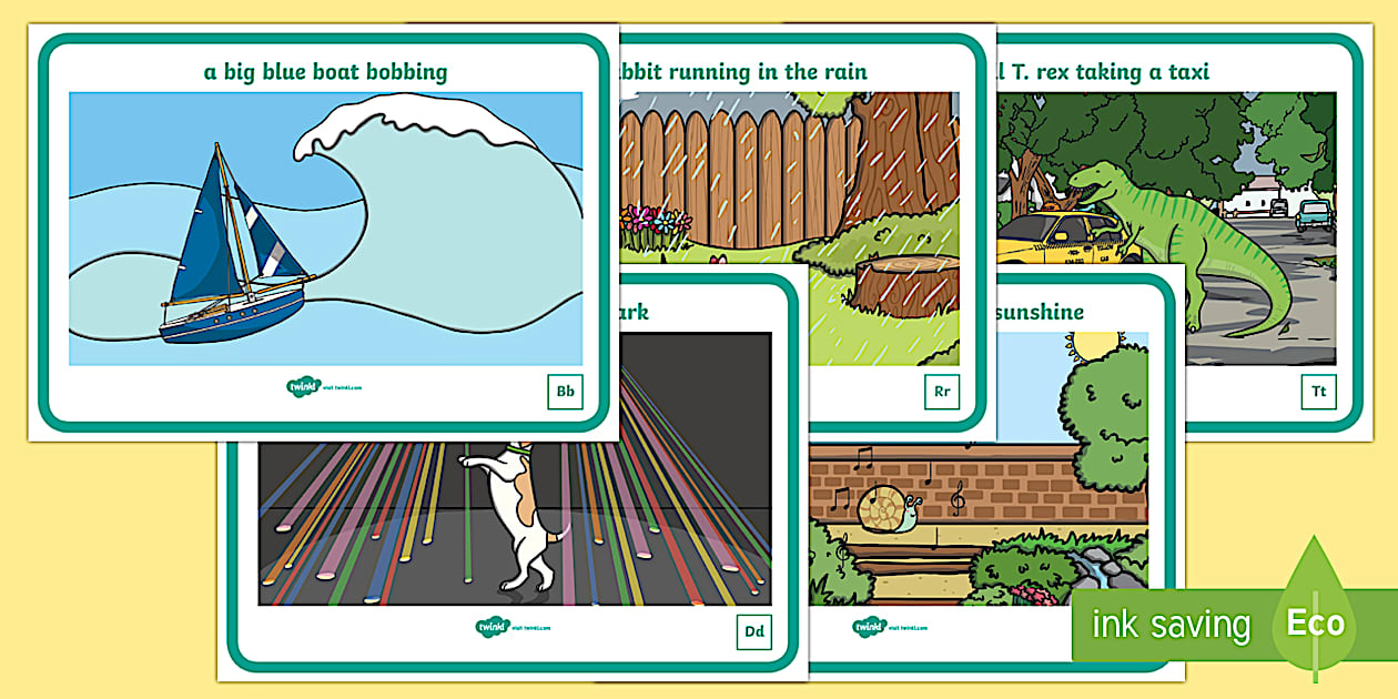 Precursive Alliteration Nonsense Display Posters - Twinkl