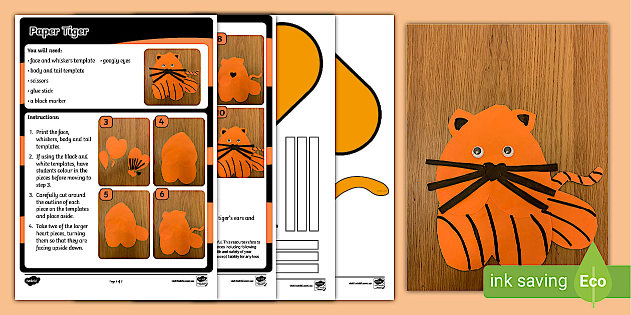 Tiger Paper Craft Activity (teacher made) - Twinkl