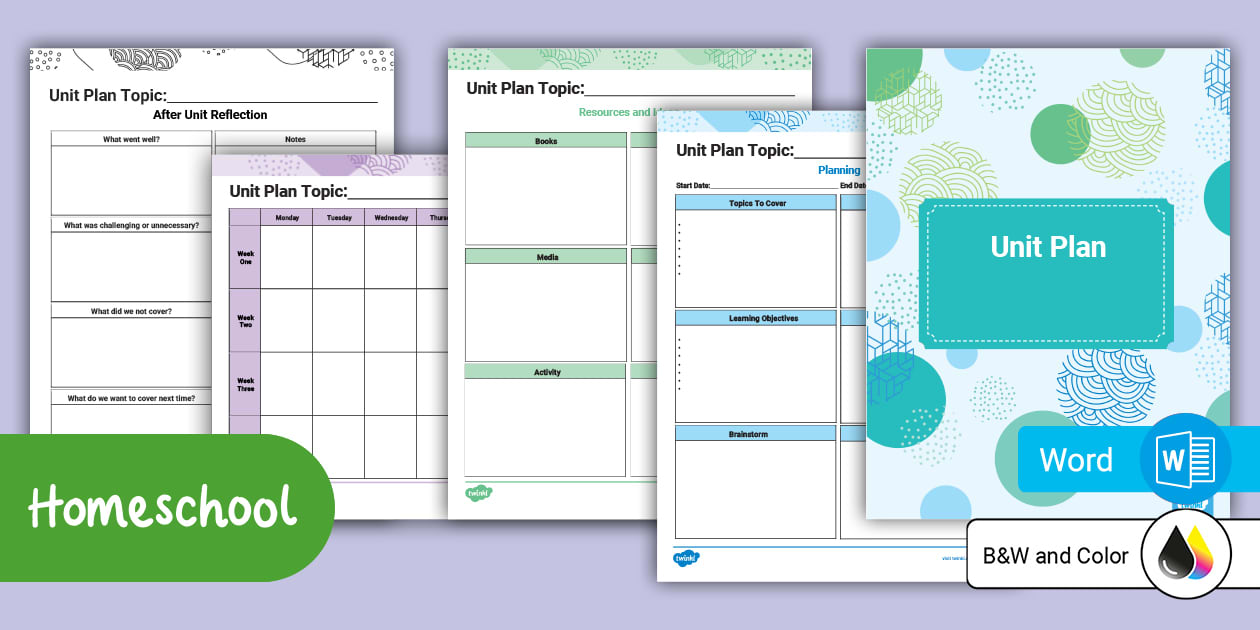 Editable Homeschool Unit Plan Template - Twinkl
