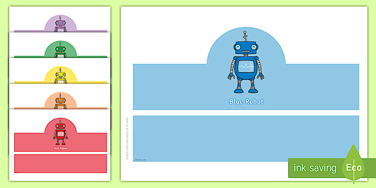 Coloured Robot Headband (teacher made) - Twinkl