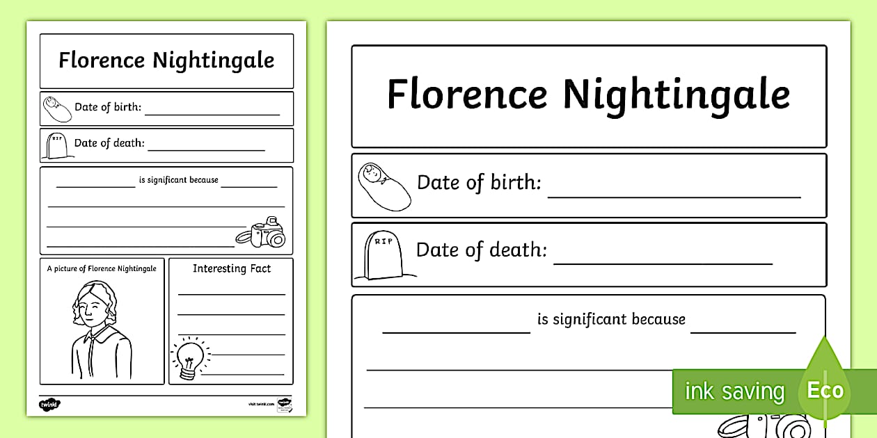 Cursive Florence Nightingale Significant Individual Writing Frame