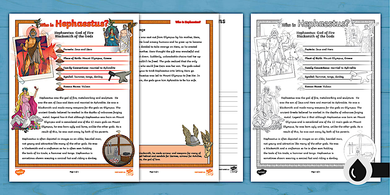 Hephaestus Greek God Intermediate Reading Comprehension